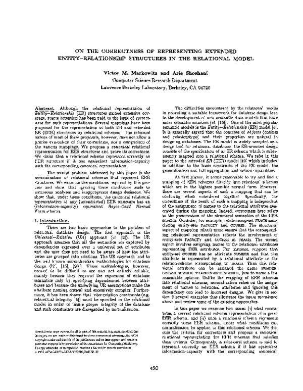 (PDF) On the correctness of representing extended entity-relationship structures in the ...