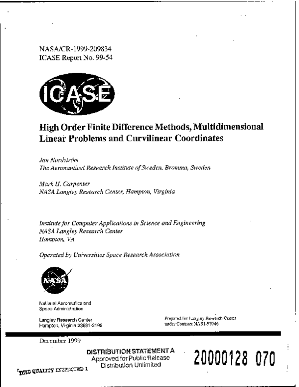 Pdf High Order Finite Difference Methods Multidimensional Linear Problems And Curvilinear