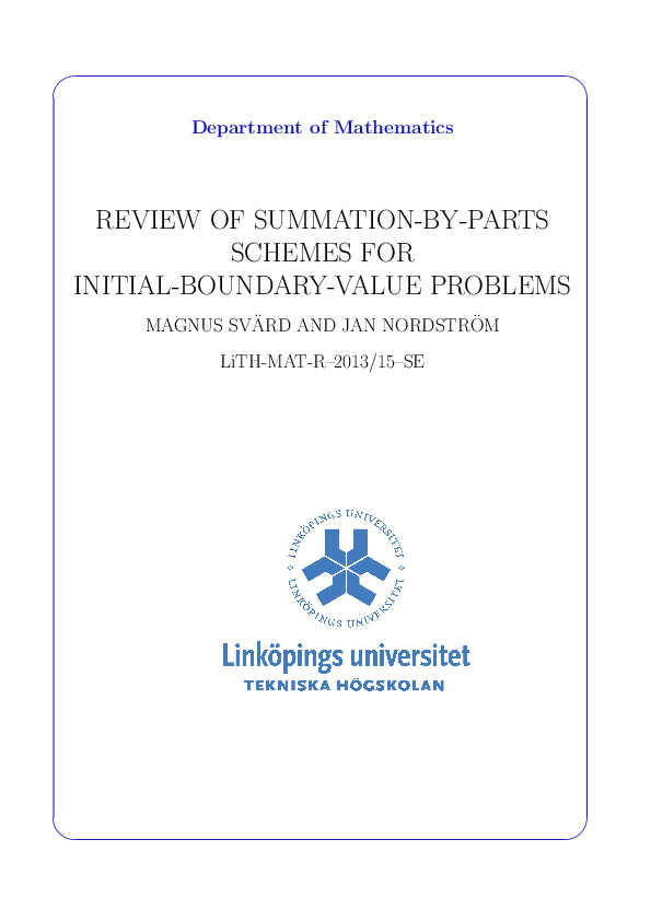 (PDF) Review of summation-by-parts schemes for initial–boundary-value problems