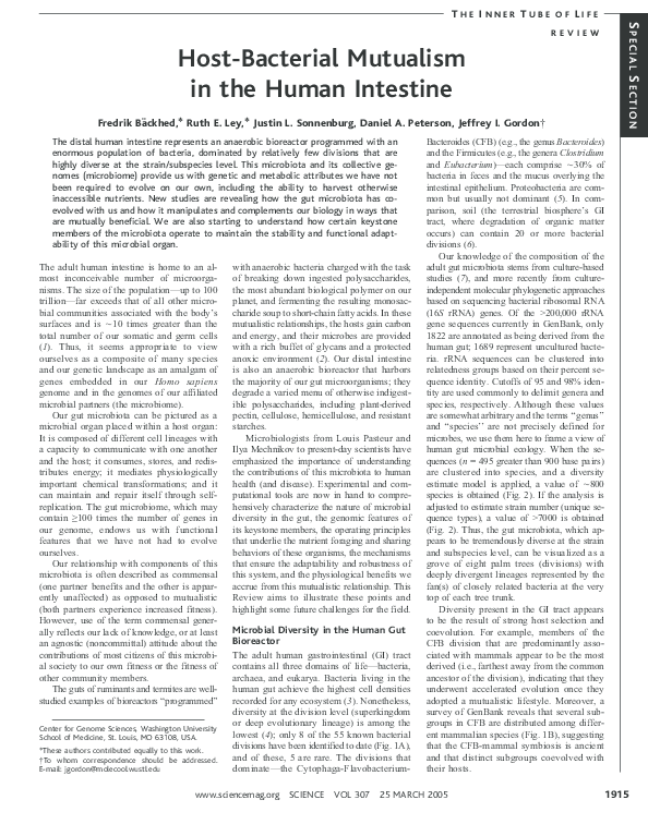 (PDF) Host-Bacterial Mutualism in the Human Intestine