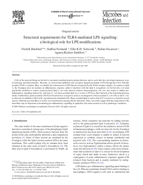 (PDF) Structural requirements for TLR4-mediated LPS signalling: a ...