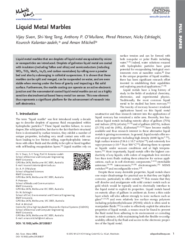 (PDF) Liquid Metal Marbles