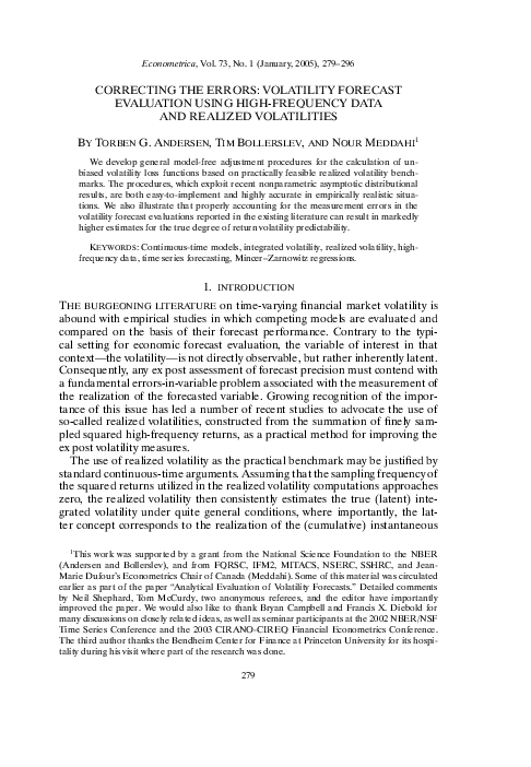 (PDF) Correcting the Errors: Volatility Forecast Evaluation Using High ...