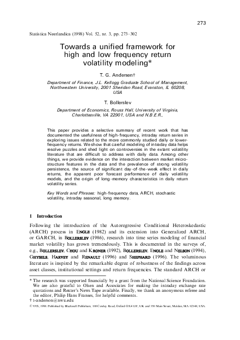 Pdf Towards A Unified Framework For High And Low Frequency Return Volatility Modeling Tim
