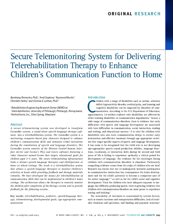 (PDF) Secure Telemonitoring System for Delivering Telerehabilitation ...