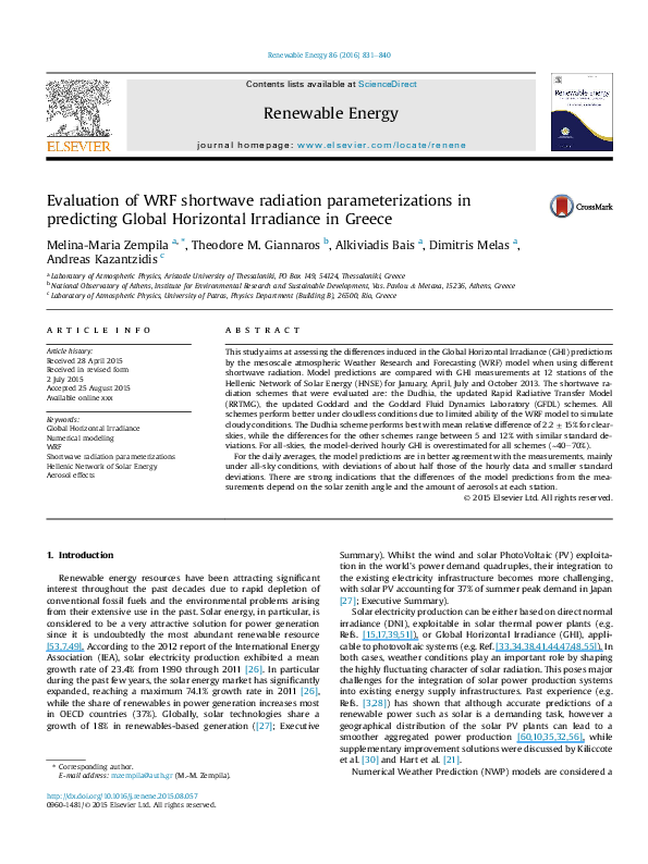 (PDF) Evaluation of WRF shortwave radiation parameterizations in ...