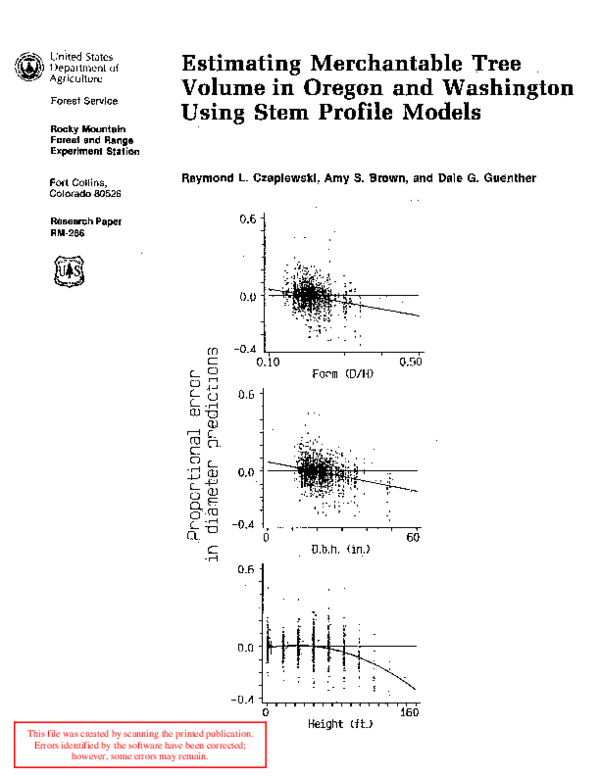 (PDF) Estimating merchantable tree volume in Oregon and Washington using stem profile models ...