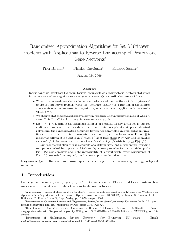 Pdf Randomized Approximation Algorithms For Set Multicover Problems With Applications To