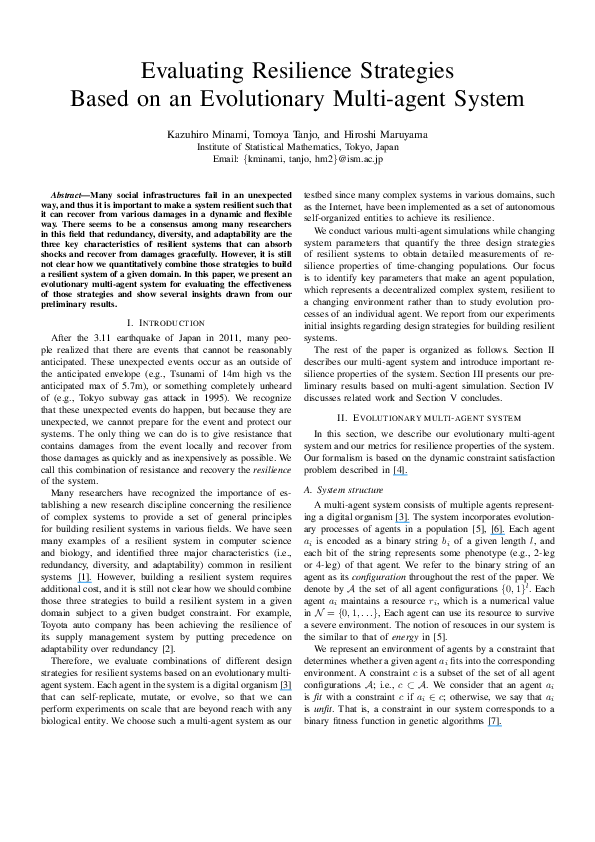 (PDF) Evaluating resilience strategies based on an evolutionary multi ...