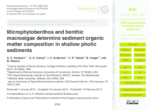 (PDF) Microphytobenthos and benthic macroalgae determine sediment ...