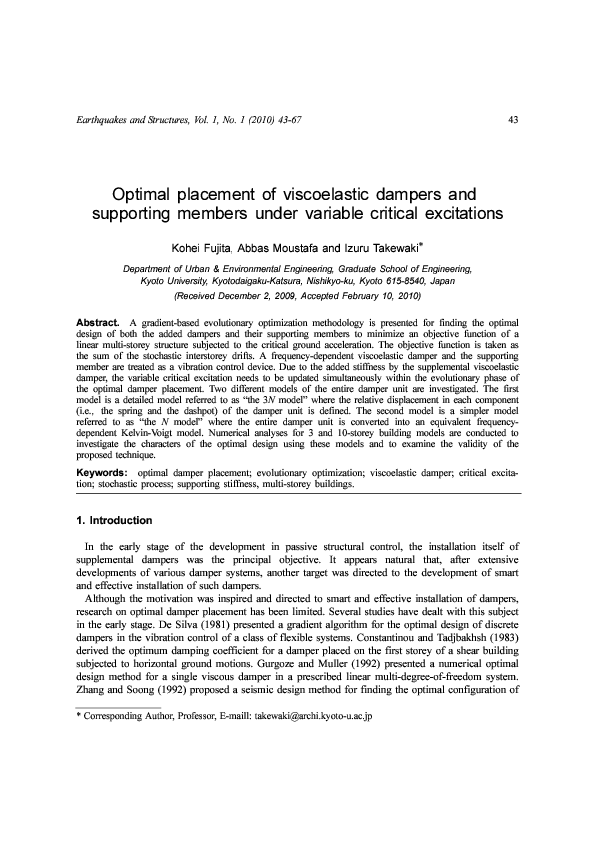 (PDF) Optimal placement of viscoelastic dampers and supporting members under variable critical ...