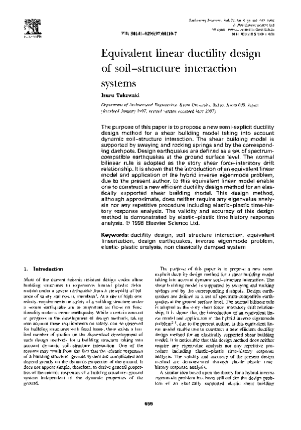 (PDF) Equivalent linear ductility design of soil-structure interaction systems