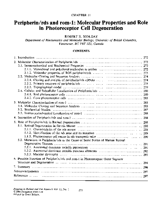 (PDF) Peripherin/rds and rom-1: Molecular properties and role in ...