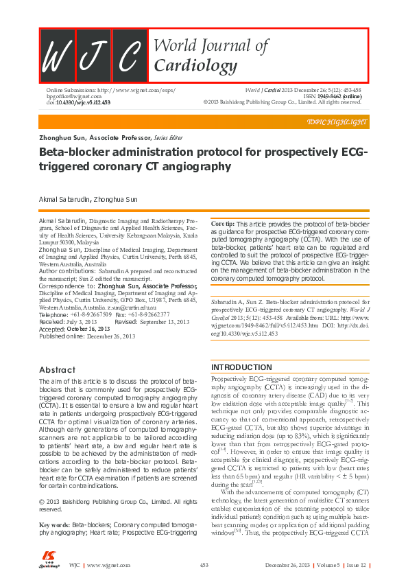 (PDF) Beta-blocker administration protocol for prospectively ECG ...