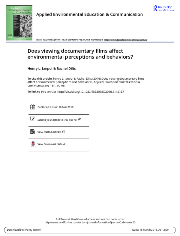 (PDF) Does viewing documentary films affect environmental perceptions ...