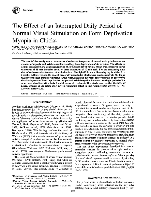 (PDF) The Effect of an Interrupted Daily Period of Normal Visual ...