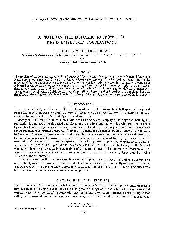 (PDF) A note on the dynamic response of rigid embedded foundations