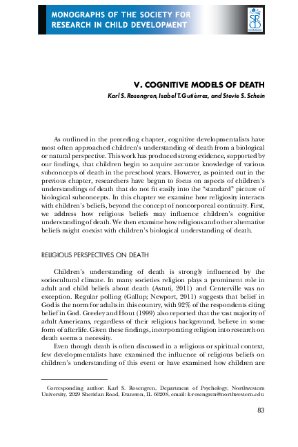 (PDF) V. COGNITIVE MODELS OF DEATH