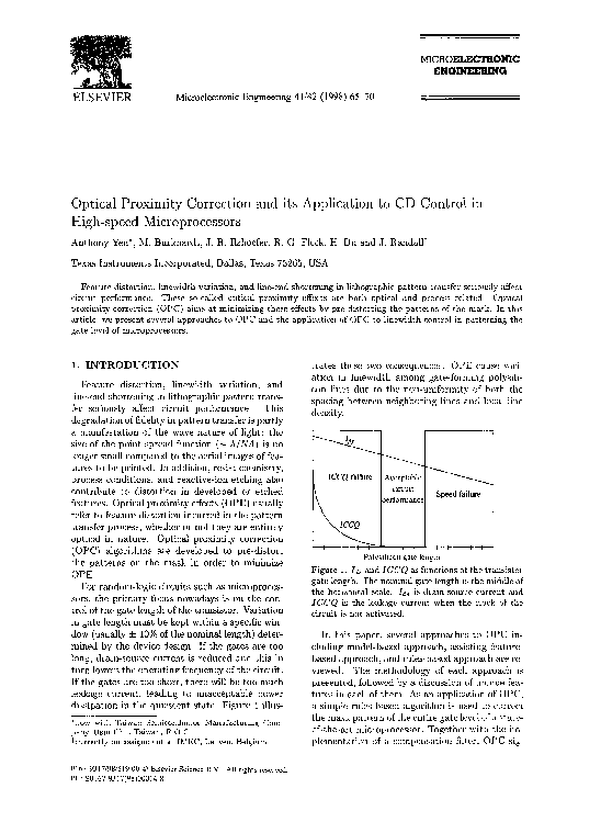 (PDF) Optical proximity correction and its application to CD control in high-speed microprocessors