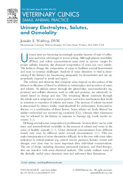 (PDF) Urinary Electrolytes, Solutes, and Osmolality