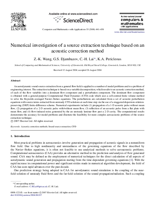 (PDF) Numerical investigation of a source extraction technique based on ...
