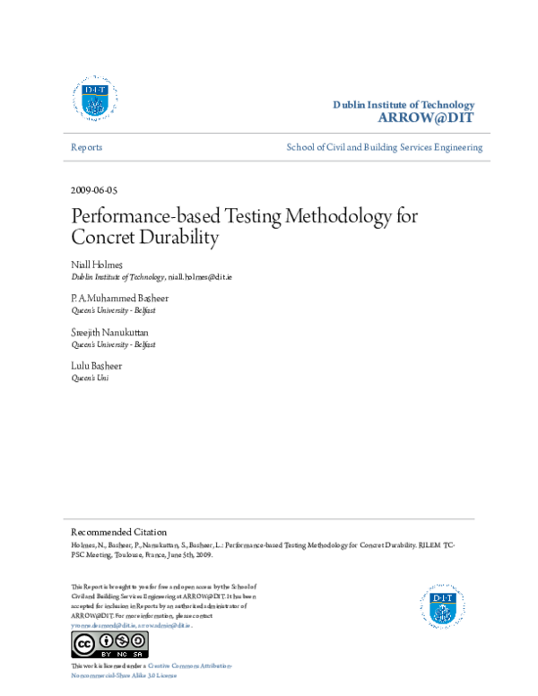 (PDF) Performance-based Testing Methodology for Concret Durability