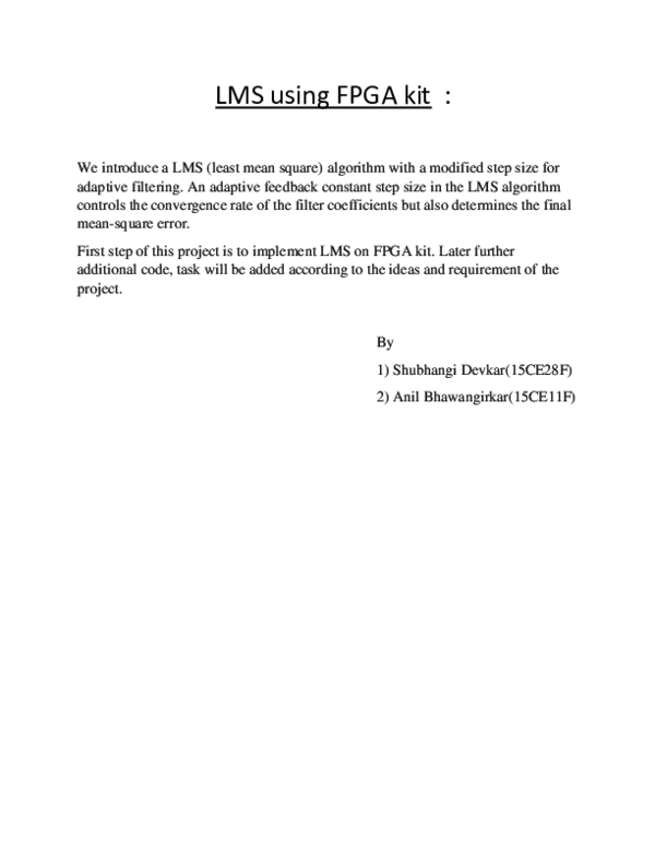 (PDF) LMS using FPGA kit