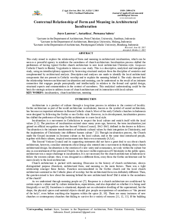 (PDF) Contextual Relationship of Form and Meaning in Architectural ...