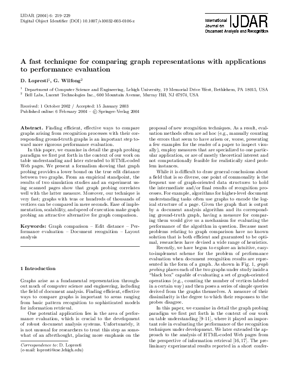 (PDF) A fast technique for comparing graph representations with ...