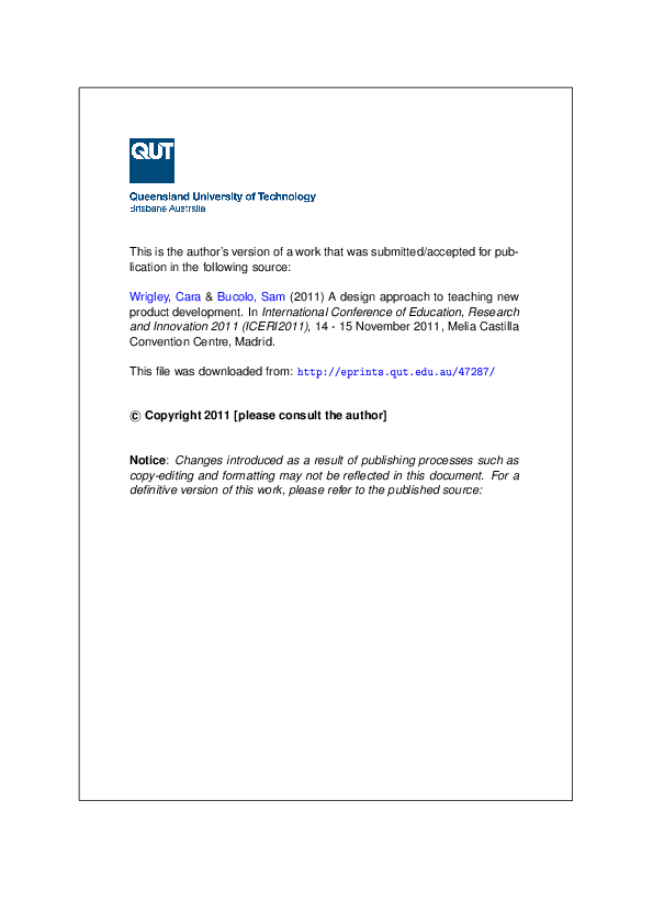 (PDF) A design approach to teaching new product development | Cara ...