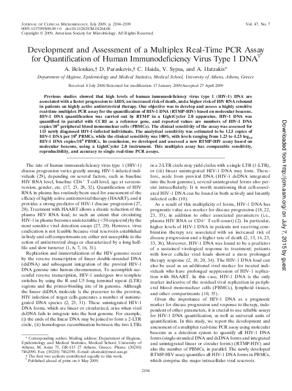 (PDF) Development and Assessment of a Multiplex Real-Time PCR Assay for Quantification of Human ...