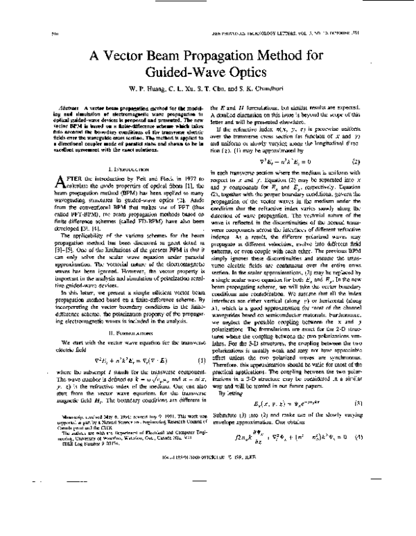 (PDF) A vector beam propagation method for guided-wave optics