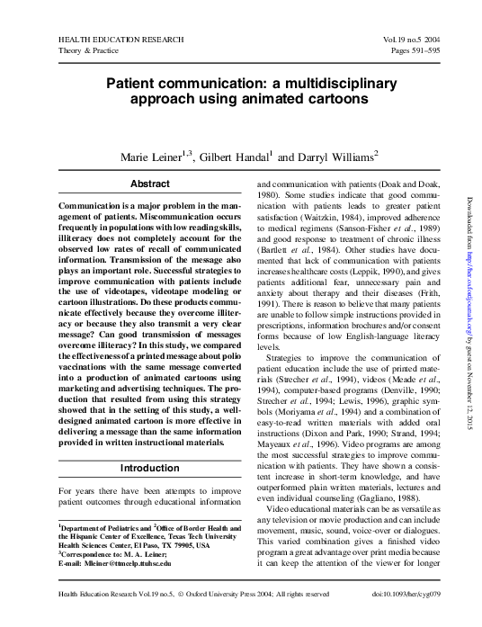 (PDF) Patient communication: a multidisciplinary approach using ...