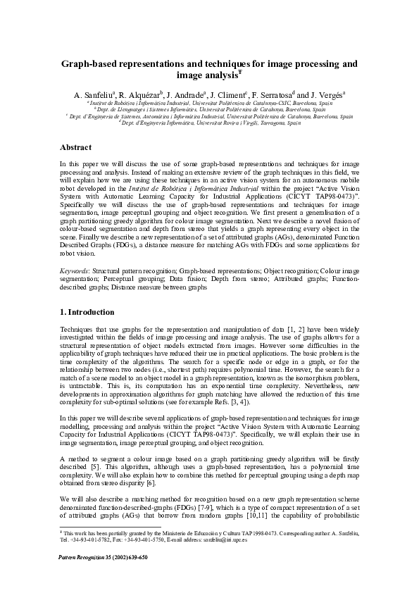 (PDF) Graph-based representations and techniques for image processing and image analysis