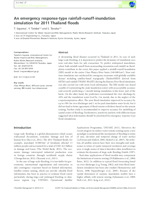 (PDF) Large-scale Flood Simulation with Rainfall-Runoff-Inundation ...