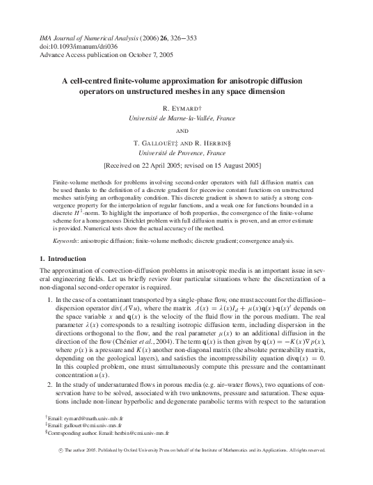 (PDF) A cell-centred finite-volume approximation for anisotropic diffusion operators on ...