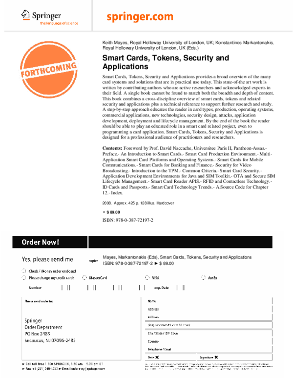 (PDF) Smart Cards, Tokens, Security and Applications