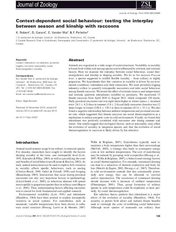 (PDF) Context-dependent social behaviour: testing the interplay between ...