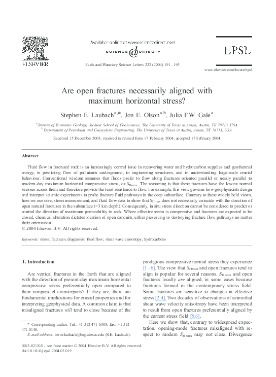 (PDF) Are open fractures necessarily aligned with maximum horizontal ...