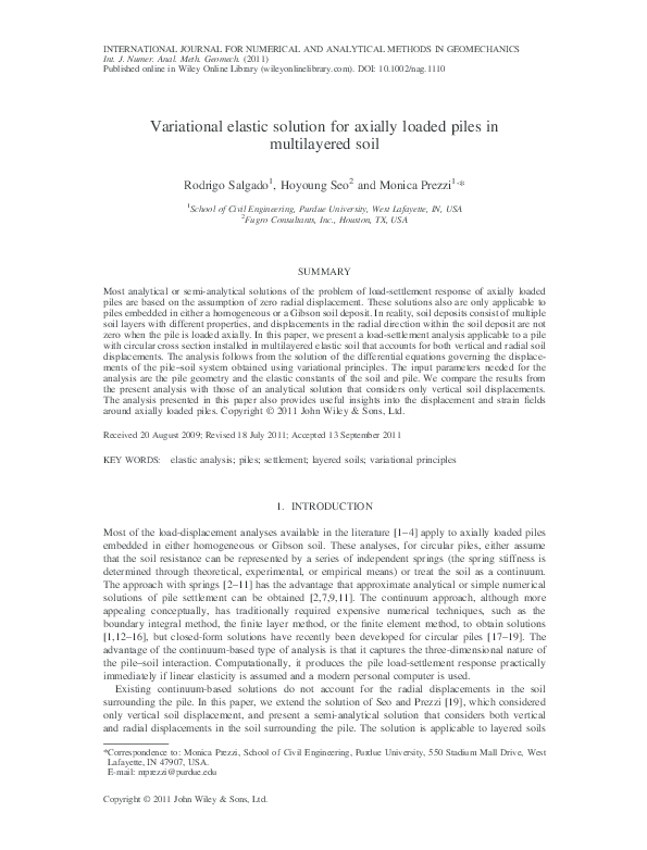 (PDF) Variational elastic solution for axially loaded piles in multilayered soil