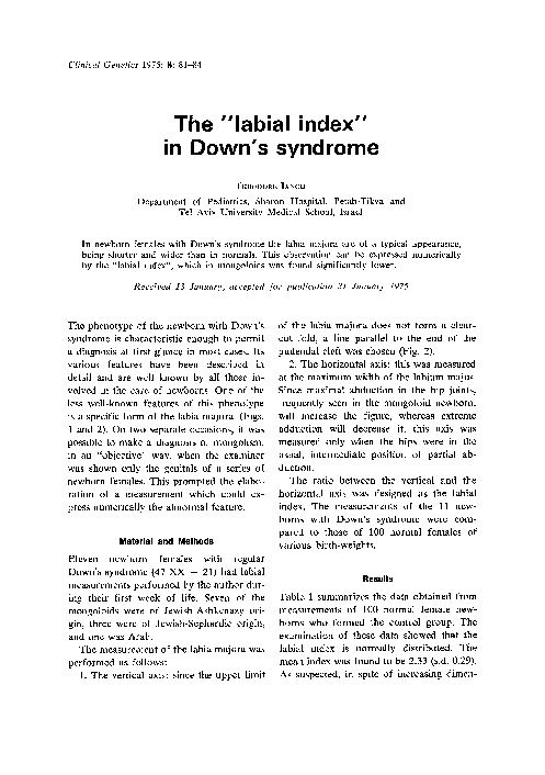 (PDF) The “labial index” in Down's syndrome