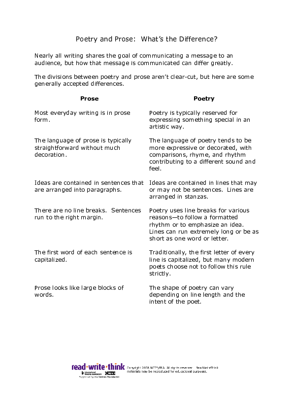 (PDF) Poetry and Prose: What's the Difference