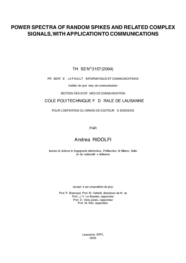 Pdf Power Spectra Of Random Spikes And Related Complex Signals With Application To