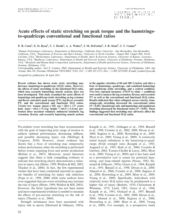 (PDF) Acute Effects of Static Stretching on Peak Torque in Women | Jeffrey Stout - Academia.edu