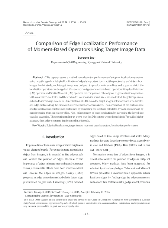 (PDF) Comparison of Edge Localization Performance of Moment-Based Operators Using Target Image Data