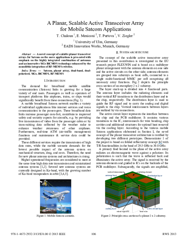 Pdf A Planar Scalable Active Transceiver Array For Mobile Satcom Applications Tobias