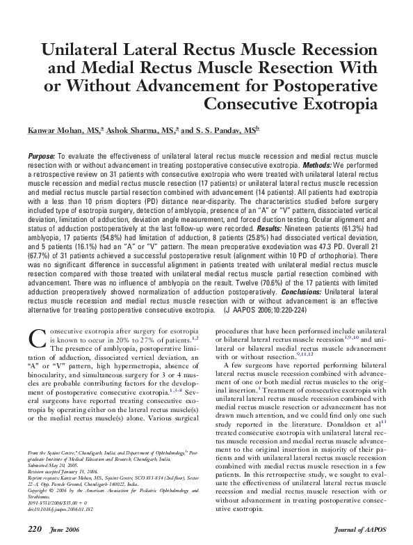 (PDF) Unilateral Lateral Rectus Muscle Recession and Medial Rectus ...