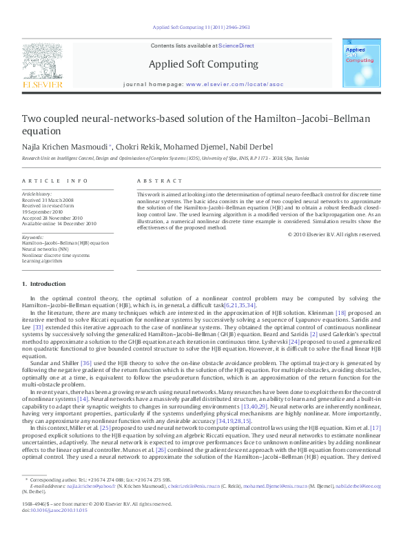 (PDF) Two coupled neural-networks-based solution of the Hamilton-Jacobi ...