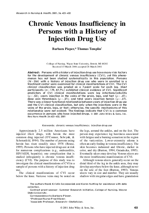 (PDF) Chronic venous insufficiency in persons with a history of ...