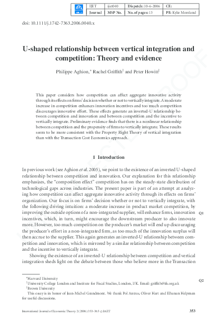 (PDF) U-shaped relationship between vertical integration and ...
